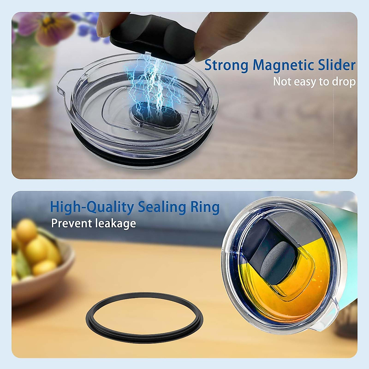 Kimmkco 30 oz Tumbler Lid, Replacement Lids Compatible for YETI 30 oz Tumbler, 14 oz Mug and 35 oz Straw Mug, Magnetic Spill Proof Tumbler Lid (2 Pack)