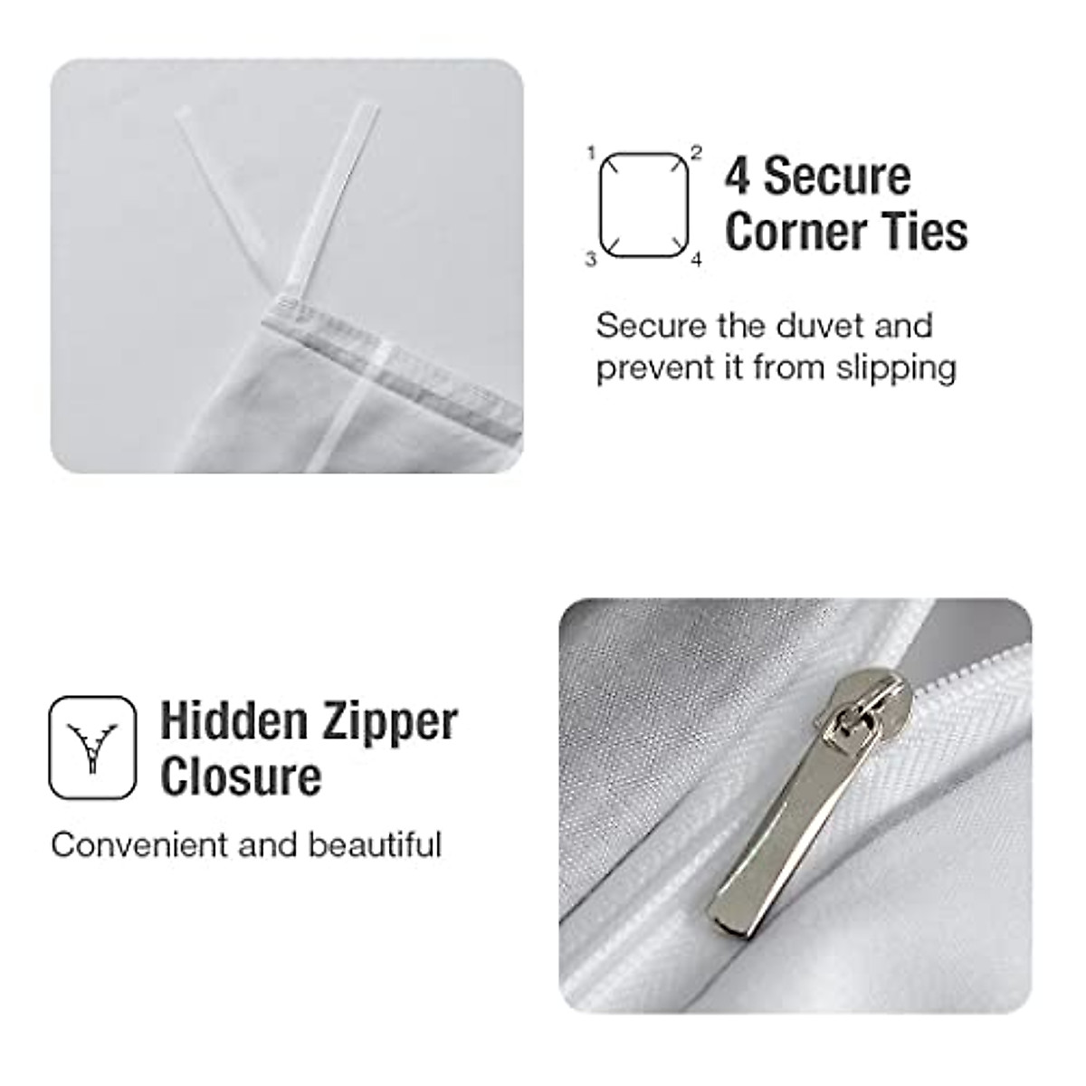 Lekesky Grey Duvet Cover Queen Size, Comforter Covers Queen 3pc Soft 100% Washed Microfiber Breathable Bedding Duvet Cover Set with Zipper Ties (1 Comforter Cover 90x90 +2 Pillow Cases)