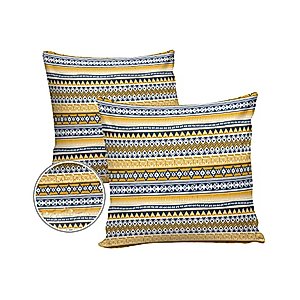 Outdoor Waterproof Pillow Covers for Patio Furniture Bohemian Striped Decorative Throw Pillow Cover Tribal Boho Style Colorful Pillowcases Set of 2 Cushion Case for Sofa Couch Chair 16 x 16 in