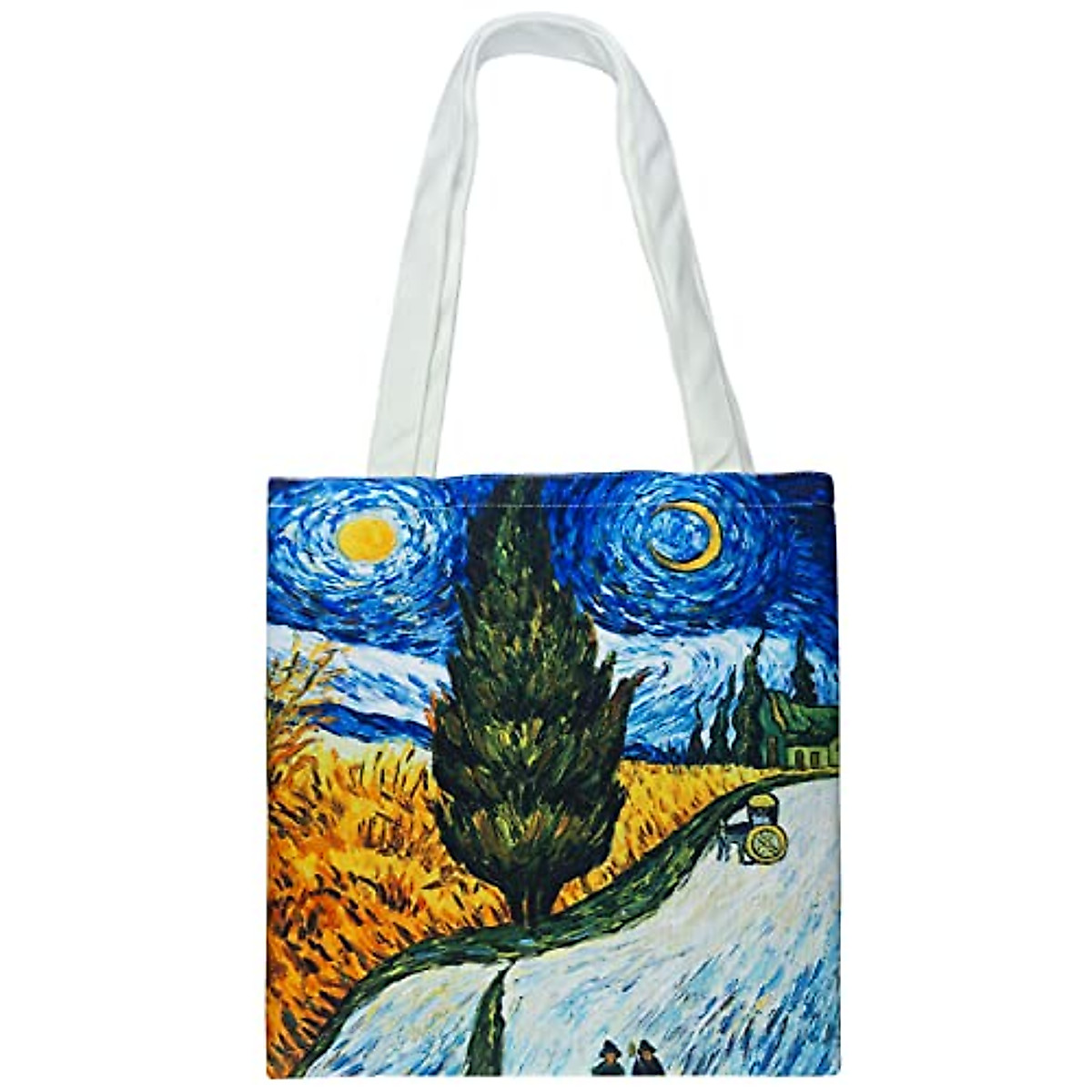 Rejolly 4 Pack Canvas Art Tote Bag Vincent Van Gogh Aesthetic Impressionist Accent Painting Printed Purse Stylish Shoulder Handbag for Women Men