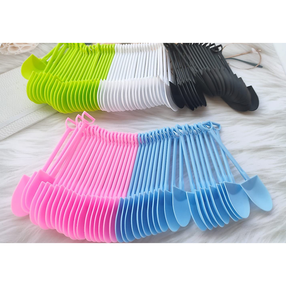 100 PCS Disposable Mini Shovel Shape Spoons, Colorful Plastic Ice Cream Shovel Spoon for Dessert Pudding Yogurt Sugar (4.8 Inch, 5 Color)