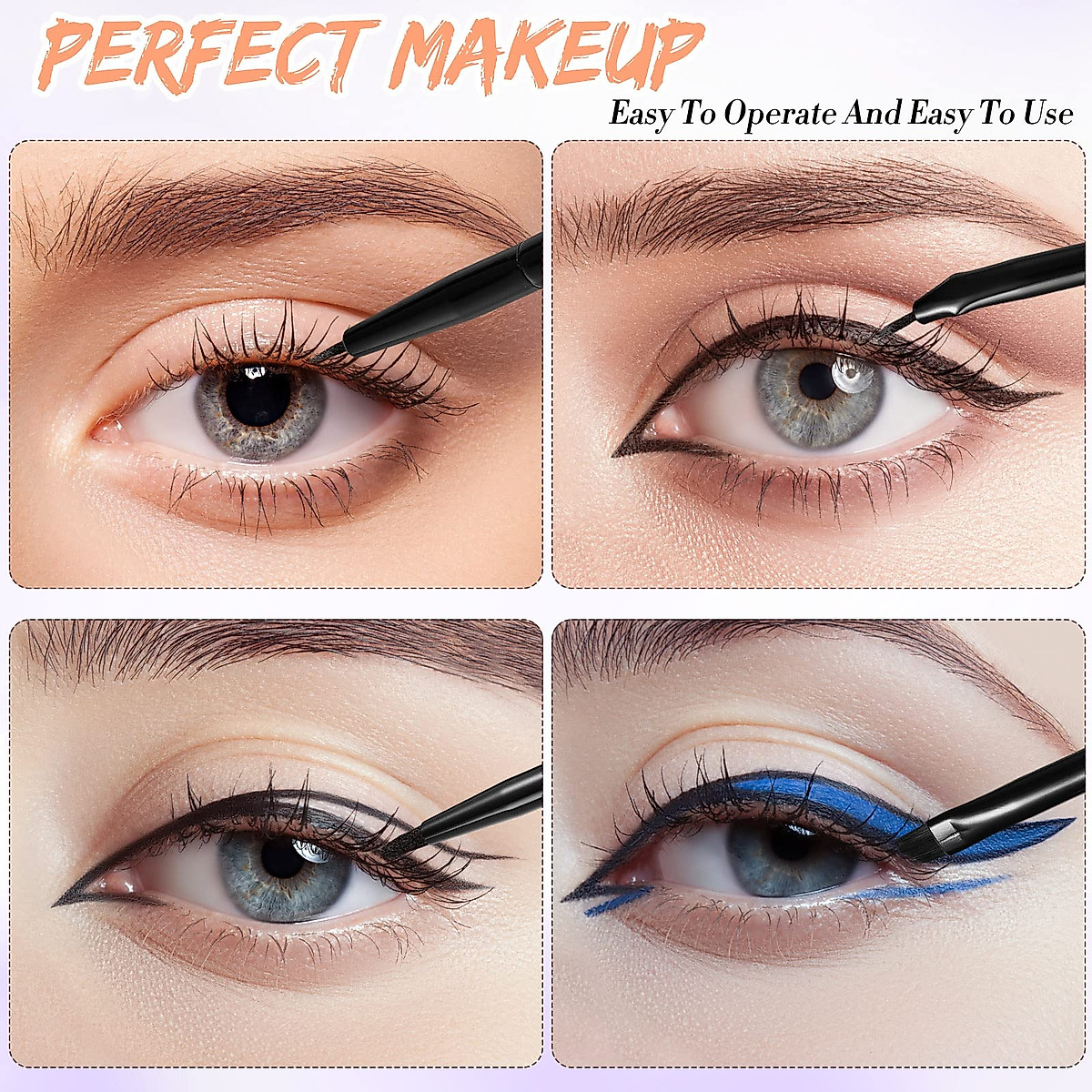 7 Pieces Eyeliner Brushes Set, Gel Liquid Eyeliner, Slanted Eyebrow Brushes, Fine Bent Eyeliner Brush, Eyeshadow Brush Set for Precise Make Up Application