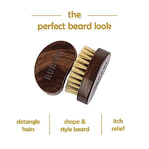 RUBAB MEN 100% Boar Bristle Beard Brush: Travel-Friendly, Premium Wood Handle & Hand-crafted in India | Ideal for Daily Beard Use