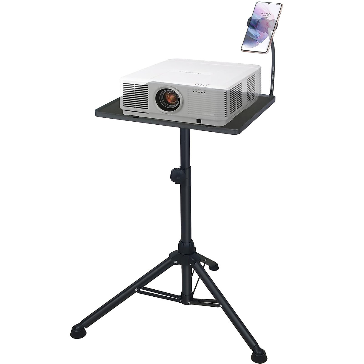 GLEAM Projector Stand Stronger Support Large Tray with Phone Clip 15.5in(L) x 11.5in(W) Height from 24in to 40in for Laptop, Projector, DJ