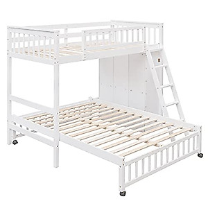 Merax Wooden Twin Over Full Bunk Bed with Six Drawers