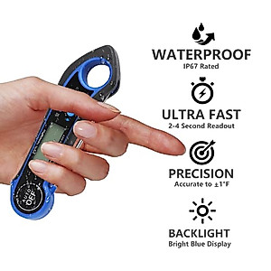 Kedoo Digital Meat Thermometers for Kitchen Cooking,Waterproof Instant Read Food Thermometer,Outdoor Cooking,Grilling Smoker,Deep Frying,Baking,BBQ_A2