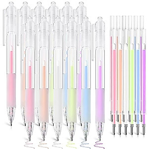 Lincia 12 Pcs Ball Point Glue Pen Easy Control Glue Pens for Crafting Liquid Fabric Glue Pen with 12 Refills for Kids Scrapbook Card Making School Supplies DIY Art Drawing, 1 mm Tip, 6 Colors