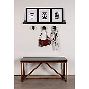 Kate and Laurel Levie Wood Floating Wall Shelf Picture Frame Holder Ledge, Black
