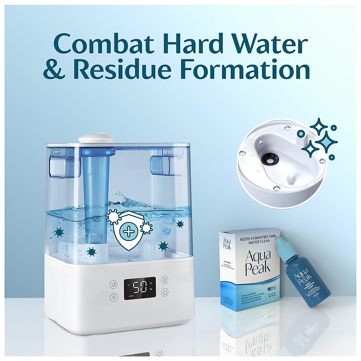 [2-Pack] Humidifier Drops for a Clean Tank - 400+ Uses - Food Grade Humidifier Cleaner - Slows Residue Accumulation and Scaling - Made in USA - Humidifier Water Treatment Cleaning Solution