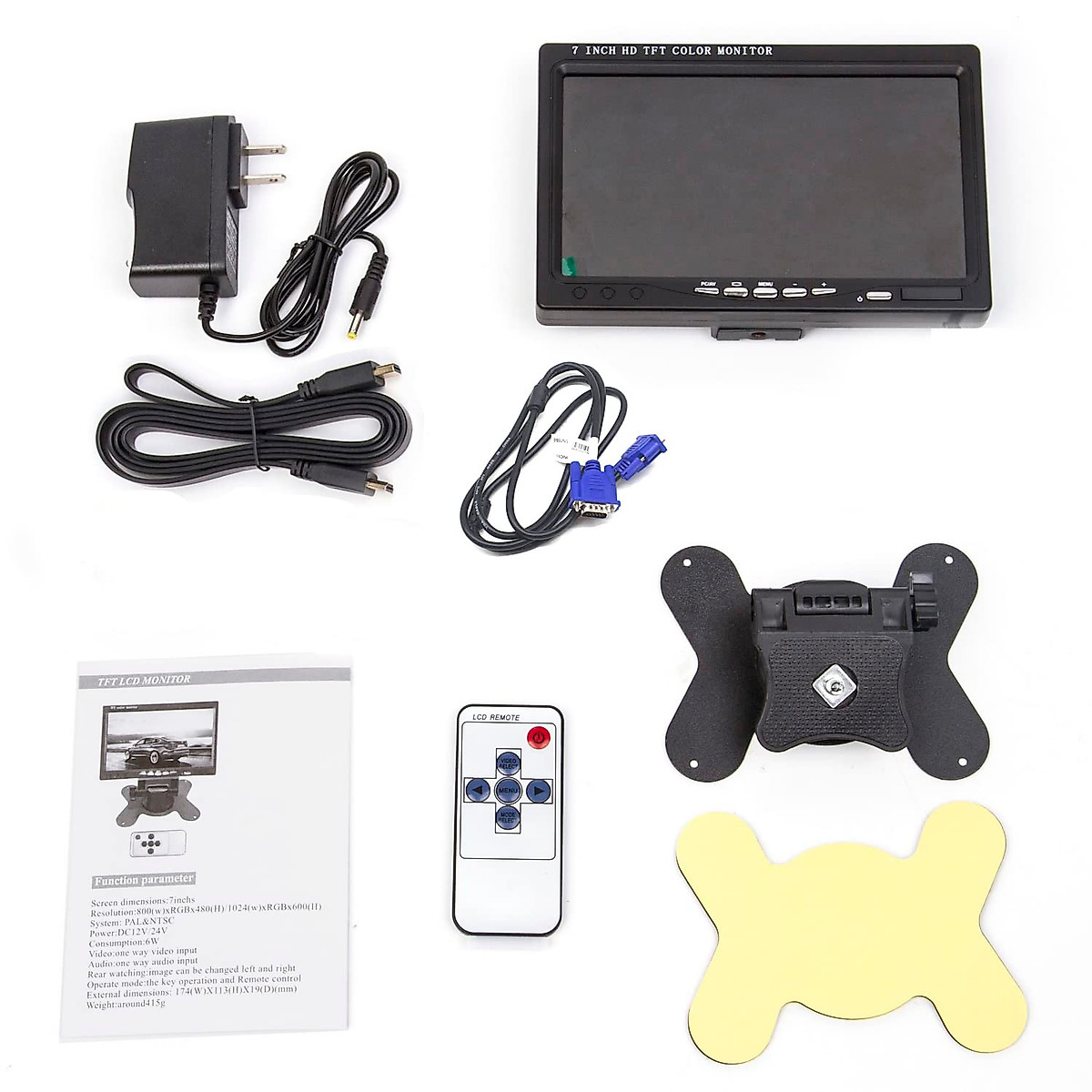 Yasoca 7 inch Portable Small HDMI Monitor HD 1080P VGA Monitor,Small LCD HDMI Monitor Mini Screen 1024x600,HDMI/VGA/AV Input Mini Monitor,with Speakers