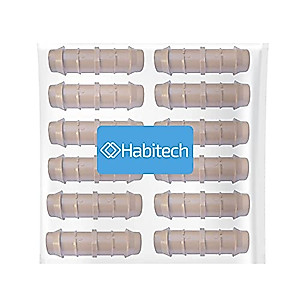 Habitech 1/2" Coupling Drip Irrigation Fittings (12 Pack) - Barbed Drip Line Coupler Connectors compatible with Rain Bird and Most 1/2" Tubing or Sprinkler Systems