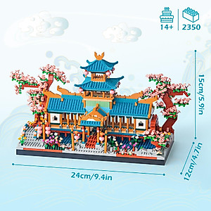 Finger Rock Cherry Blossom Bonsai Tree Building Set, Japanese Architecture Sakura Micro Block Building Set for Adults, Collectible Creative Gift for Kids 14+ (2350 Pieces)