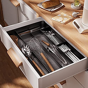 IOAIANIA Kitchen Drawer Organizer, Metal Silverware Utensil Organizer, Deep Mesh Wire, Premium Cutlery Tray for Knives, Forks, Spoons, Makeup Drawer & Utensil Holder