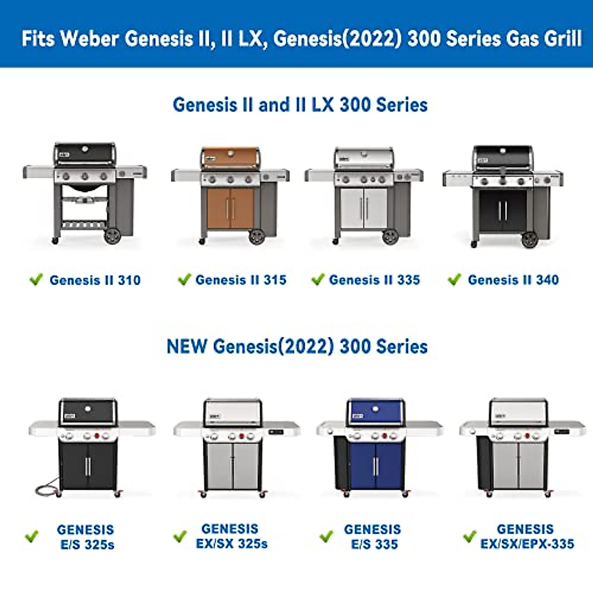 Stanbroil Stainless Steel Cooking Grate for Weber Genesis II and Genesis II LX 300 Series Gas Grills - Grill Grid Grate for Weber Genesis 2022 - Replacement Parts for Weber 66095 - Set of 2