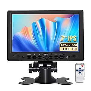 OSCY 7 Inch Small Monitor 1024x600 Mini Monitor, HDMI VGA AV Tiny Monitor
