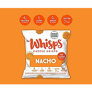 Whisps Cheese Crisps - Parmesan, Cheddar, Tangy Ranch & Nacho Cheese Snacks, Keto Snacks, 6-9g of Protein Per Bag, Low Carb, Gluten & Sugar Free, Great Tasting Healthy Snack, All Natural Cheese Crisps - Variety, .63 Oz (Pack of 12)