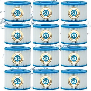 SXEIAV Type S1 Hot Tub Filters, Type S1 Spa Filter 29011E for All Intex PureSpa 28429E, Replacement for Intex 29001E Hot Tub Filter Cartridge, Easy Set Pool Spa Filter Cartridges (12 Pack)