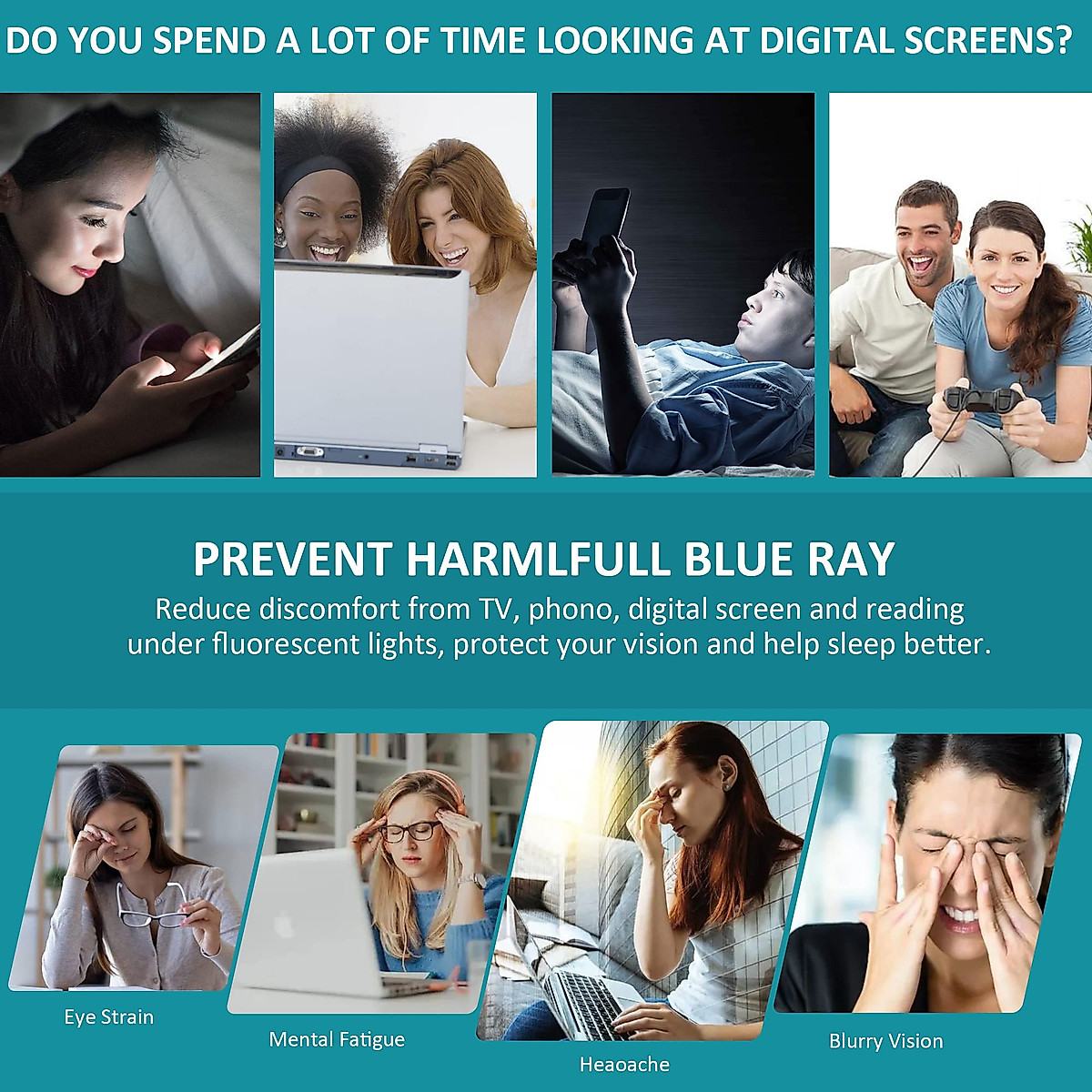 VisionGlobal Blue Light Blocking Glasses for Women/Men, Anti Eyestrain, Computer Reading, TV Glasses, Stylish Oval Frame, Anti Glare(Leopard,No Magnification)