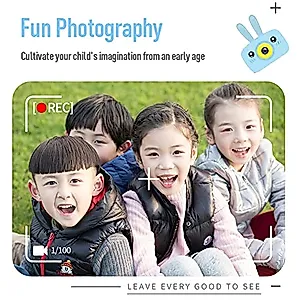 Kids Camera, Rabbit Shape Video LCD Screen Kid Camera, Kids Camera for Girls, USB Data Transfer Kids Digital Camera, Battery Powered Toddler Camera Pink