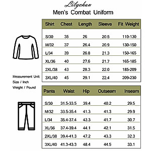 Lilychan Men's Military Uniform Airsoft Tactical Army Suits Combat Shirt Pants Paintball Gear with Knee Pads-Black Camo,L/34