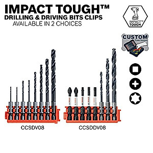 Bosch CCSDV08 Impact Tough Black Oxide Drill Bits with Clip for Custom Case System