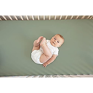 Pobibaby - Single Solid Premium Fitted Baby Crib Sheets for Standard Crib Mattress - Ultra-Soft Cotton Blend, Safe and Snug, and Stylish Solid Crib Sheet (Sage Green)