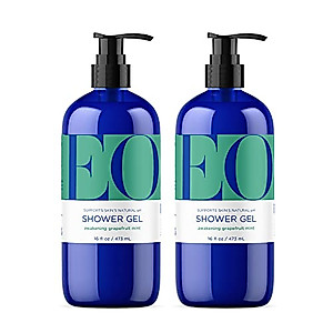EO Shower Gel Body Wash, 16 Ounce (Pack of 2), Grapefruit and Mint, Organic Plant-Based Skin Conditioning Cleanser with Pure Essentials Oils