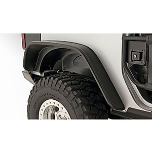 Bushwacker Jeep Flat Style Rear Fender Flares | 2-Piece Set, Black, Textured Finish | 10052-07 | Fits 2007-2018 Jeep Wrangler JK 2-Door