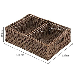 MyGift Rustic Brown Woven Small Storage Baskets for Storage, Decorative Nesting Basket Set, 3 Pack