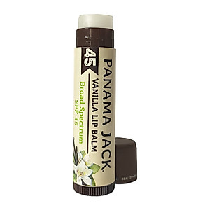 Panama Jack Sunscreen Lip Balm - SPF 45, Broad Spectrum UVA-UVB Sunscreen Protection, Prevents & Soothes Dry, Chapped Lips, Vanilla, Pack of 2