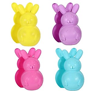 Easter Bunny Fillable Container Bunny Shaped 10 inches (4pcs) Set of 4 Colors Blue Yellow Pink & Purple Perfect for Easter Spring Basket Fillers Easter Eggs Hunt Basket Stuffers
