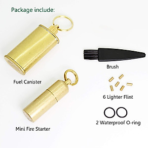 PPFISH Mini Brass Lighter - EDC Peanut Lighter Keychain - Waterproof Fire Starter Especially for Survival and Emergency Use