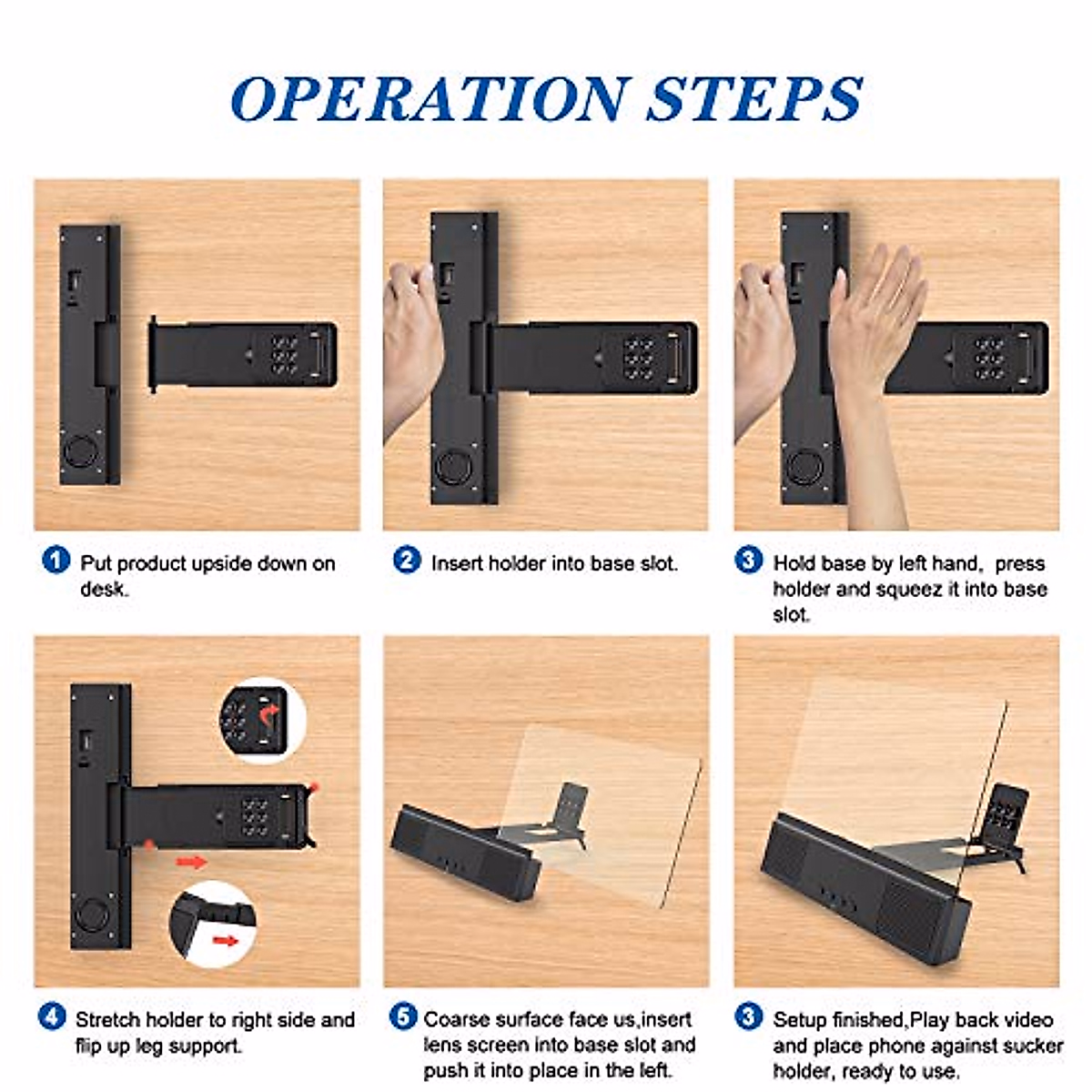 12" Phone Screen Magnifier with Bluetooth Speakers - 3D HD Magnifying Projector Screen Enlarger for Movies, Videos, Games - Foldable Cell Phone Stand with Screen Amplifier - Supports All Smartphones