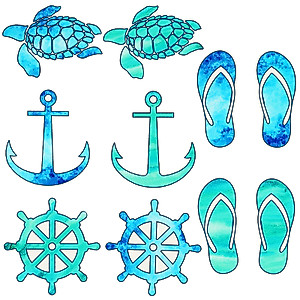 LEIFIDE 10 Pcs Cruise Door Decorations Magnetic Flip Flop Boat Anchor Cruise Ship Decorations Magnetic Steering Rudder Cruise Door Sign Navigation Carnival Turtle Car Magnets Refrigerator Magnets