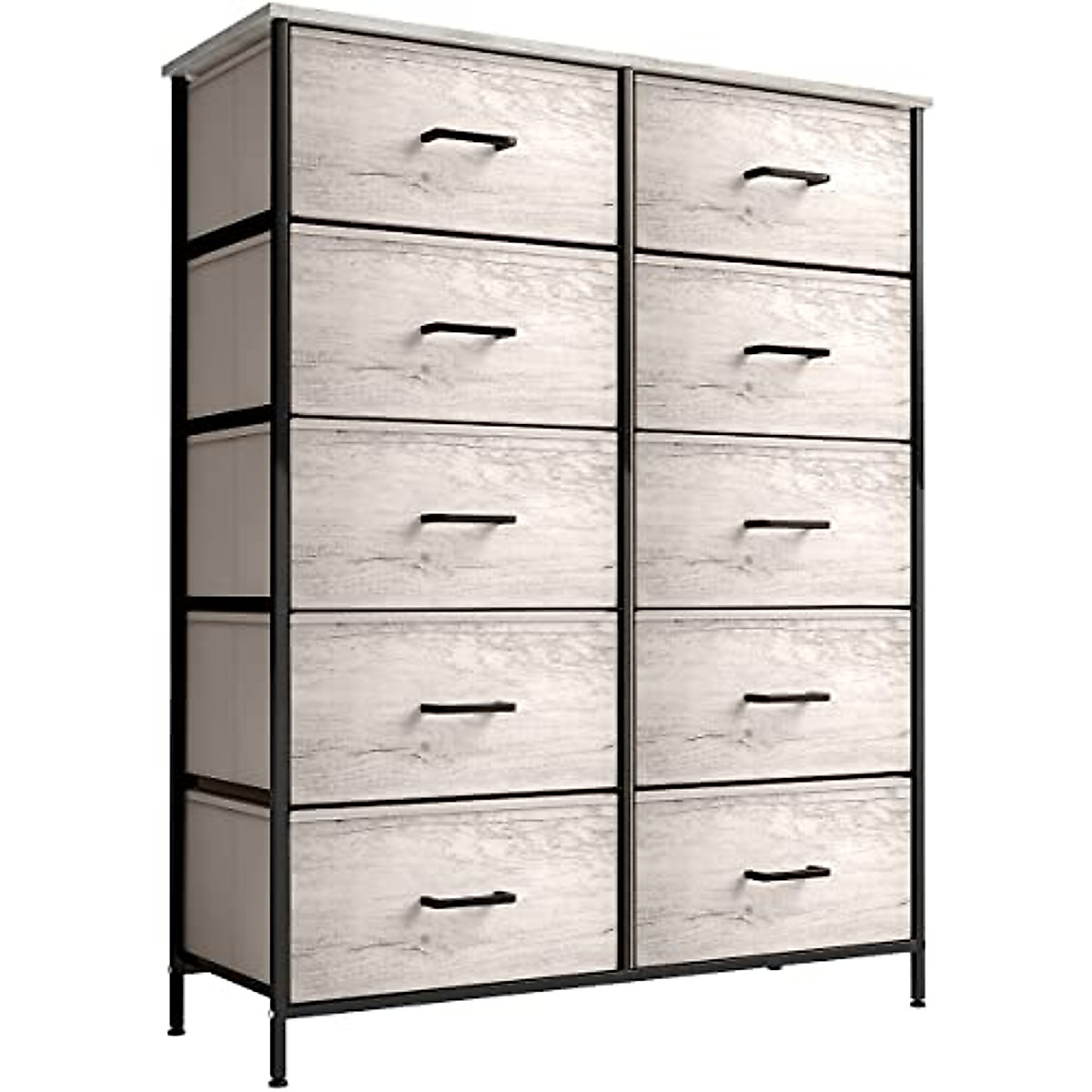 Sorbus Dresser with 10 Faux Wood Drawers - Storage Unit Organizer Chest for Clothes - Bedroom, Hallway, Living Room, Closet, & Dorm Furniture - Steel Frame, Wood Top, & Easy Pull Polyester Fabric Bins