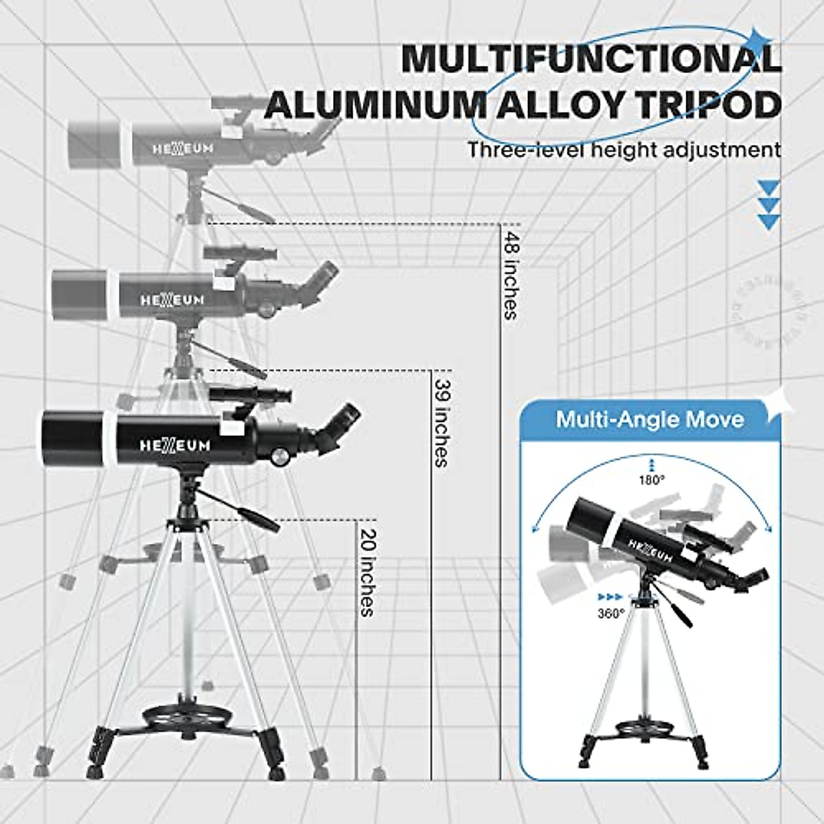 Telescope for Adults & Beginner Astronomers - 80mm Aperture 600mm Fully Multi-Coated High Transmission Coatings with AZ Mount Tripod Phone Adapter, Carrying Bag, Wireless Control.