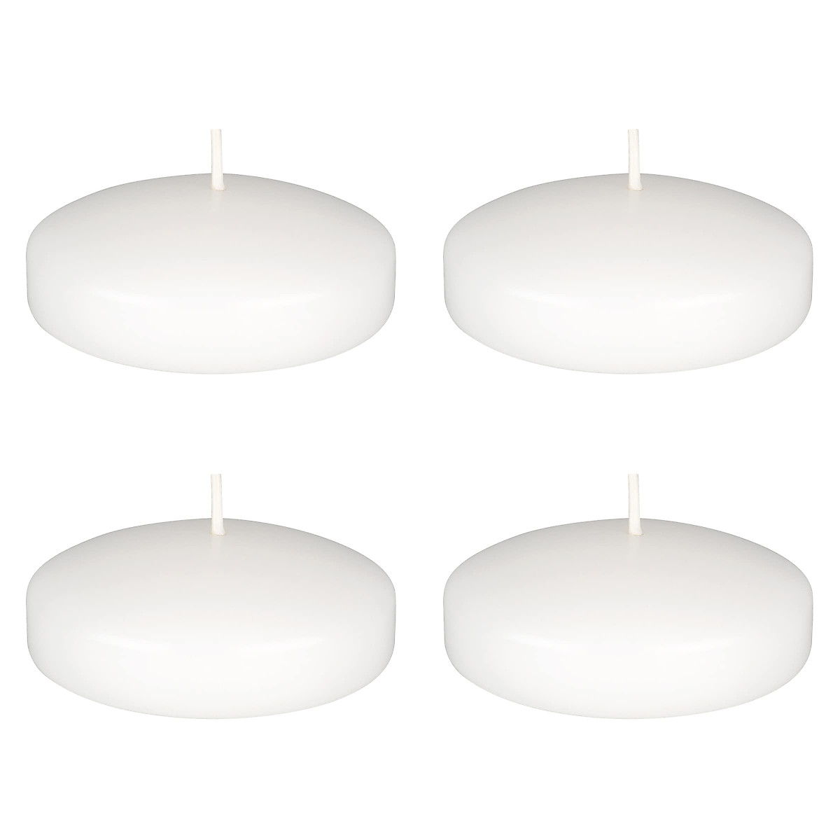 Mega Candles 4 pcs Unscented White Floating Disc Candle, Hand Poured Paraffin Wax Candles 3 Inch Diameter, Home Décor, Wedding Receptions, Baby Showers, Birthdays, Celebrations & Party Favors