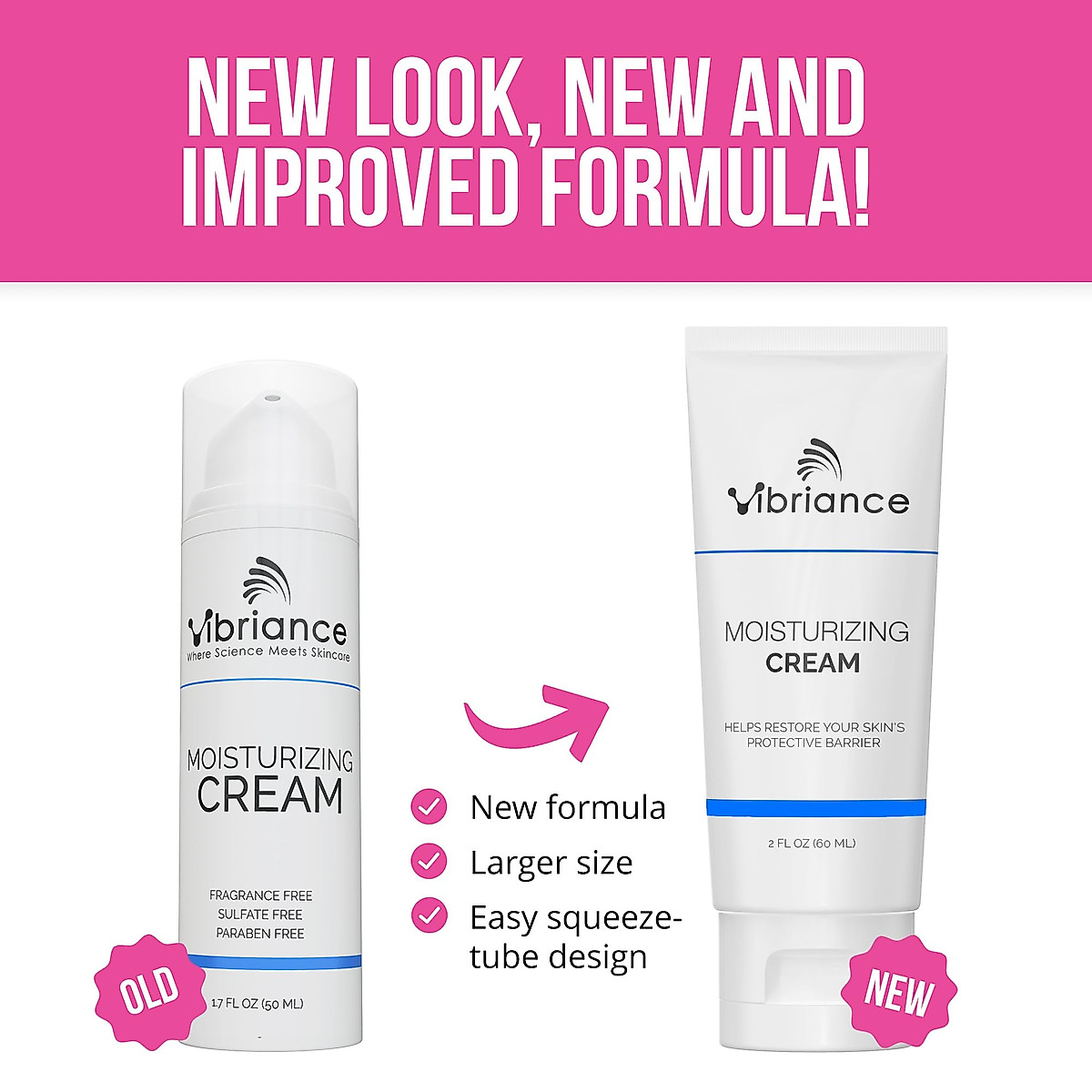 Vibriance Moisturizing Face Cream, 2 Fl Oz - Nourishing and Non-Greasy with Plant-Based Ingredients - Softening, Ultra-Hydrating, Fast-Absorbing Facial Moisturizer Cream for All Skin Types