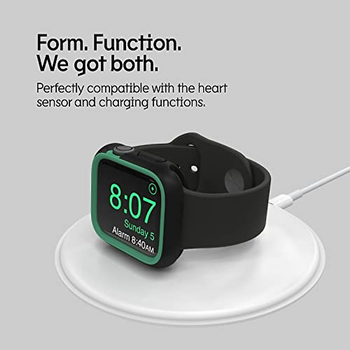 RHINOSHIELD Bumper Case Compatible with Apple Watch 9/8 / 7 - [45mm] | Slim Protective Cover - Lightweight and Shock Absorbent, Non-Slip - Black