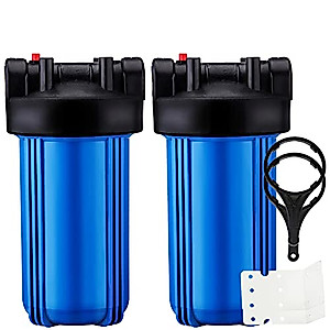 Geekpure 10-Inch Whole House Water Filter Housing 4.5"x10" -Blue Color-1-Inch Inlet (Pack of 2)