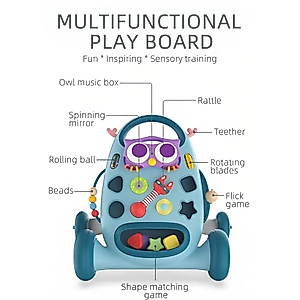 RushFo Interactive Baby Push Walker with Locking Wheels and Speed Control Features, Safe & Stable Design, Sit to Stand Walker, Best Gift for Christmas, Birthday & Special Occasion