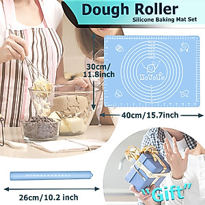 Rolling Pin Dough Roller Non Stick Silicone Baking Mat Set Rolling Pins for Baking Rodillo Para Masa for Making Dough,Pizza,Biscuit and Bread