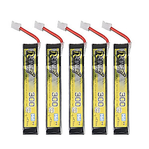 SoloGood TATTU 5pcs 300mAh 1S Battery 3.8V 75C FPV Lipo Battery with PH2.0 Plug Connector for FPV Tiny Whoop 1S Brushless Whoop Drone