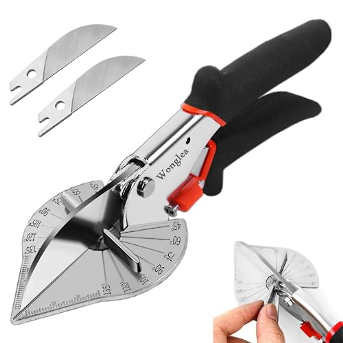 Wonglea Miter Shears,Multifunctional Quarter Round Cutting Tool,Mitre Shears,Shoe Molding Cutter for Wood,Angular Cutting Molding,Crafting with 2 Replacement Blades