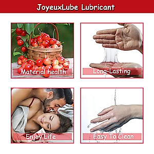 JoyeuxLube Water-Based Lube 4 fl.oz/100ml Cherry Flavored Natural Lubricant Smooth and Slippery Long Lasting… (Cherry)