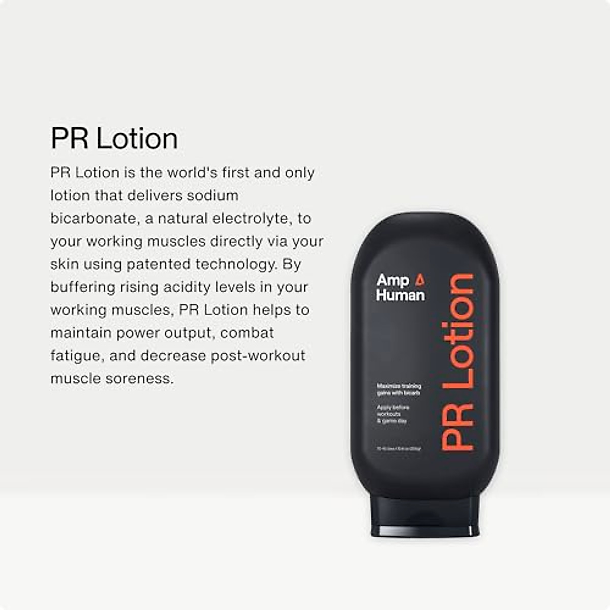 Amp Human PR Lotion, Performance & Recovery Bicarb Sports Lotion, Natural Electrolyte Sodium Bicarbonate Bottle - (300g)