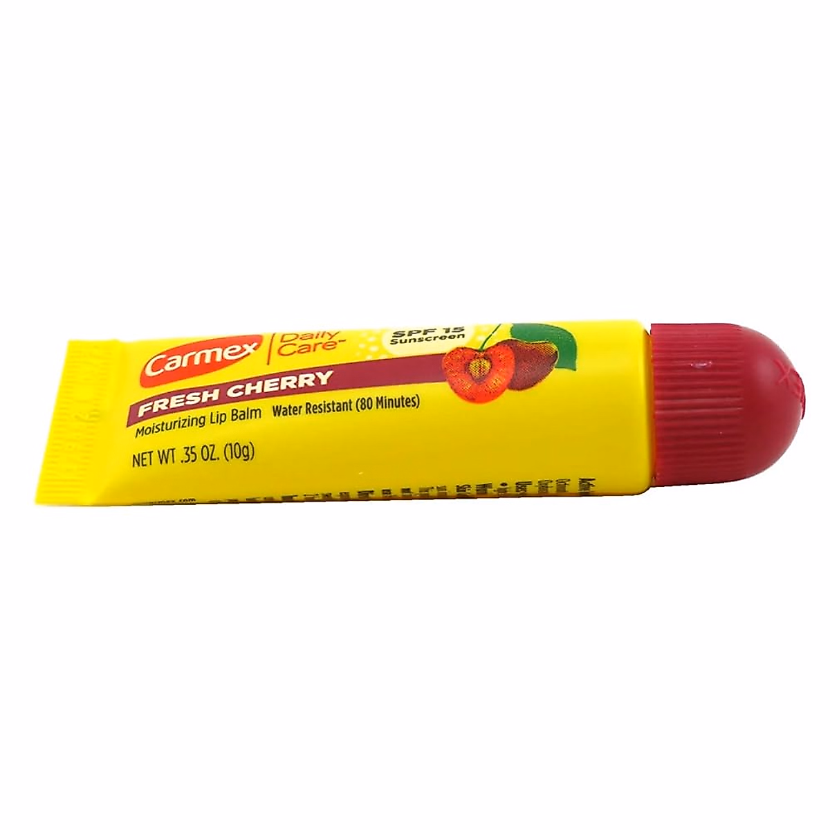 Carmex Lip Balm Tube Fresh Cherry SPF#15 0.35 Ounce (12 Pack)