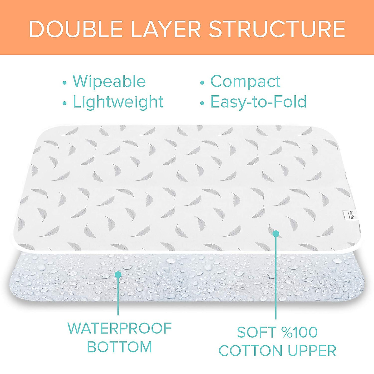 Kushies Deluxe Waterproof Changing Pad Liners - 20 x 30 inches Baby Changing Table Pad Covers - Baby Changing Pads in Grey Scribble - Diaper Changing Pad Cover Waterproof for Changing Station