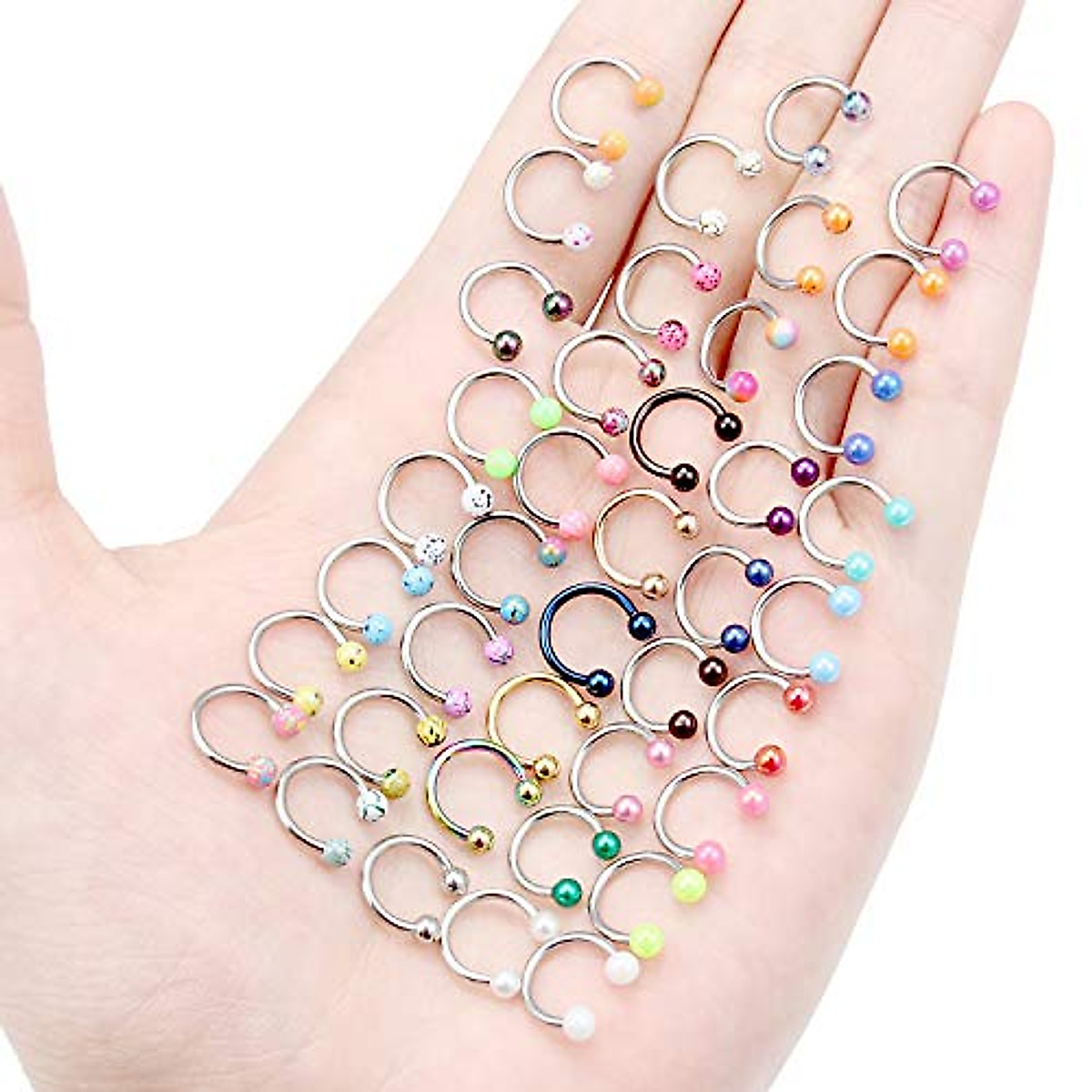 Vsnnsns 16G Surgical Steel Horseshoe Nose Septum Rings Piercing Jewelry Cartilage Helix Tragus Earring Studs Hoop Lip Horseshoe Ring Piercing Jewelry Retainer for Women Men 8mm