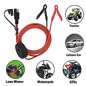 PNGKNYOCN SAE to Battery Alligator Clip 12V 16AWG Wire Harness SAE with Switch Quick Release Adapter to Alligator Clips Quick Disconnect Cable（2M）